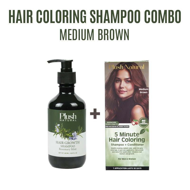 Hair Coloring Shampoo Combo Medium Brown – Plush Natural